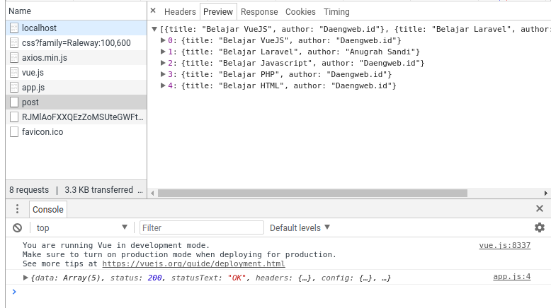 VueJS: Ajax Request Menggunakan Axios - Daeng Web