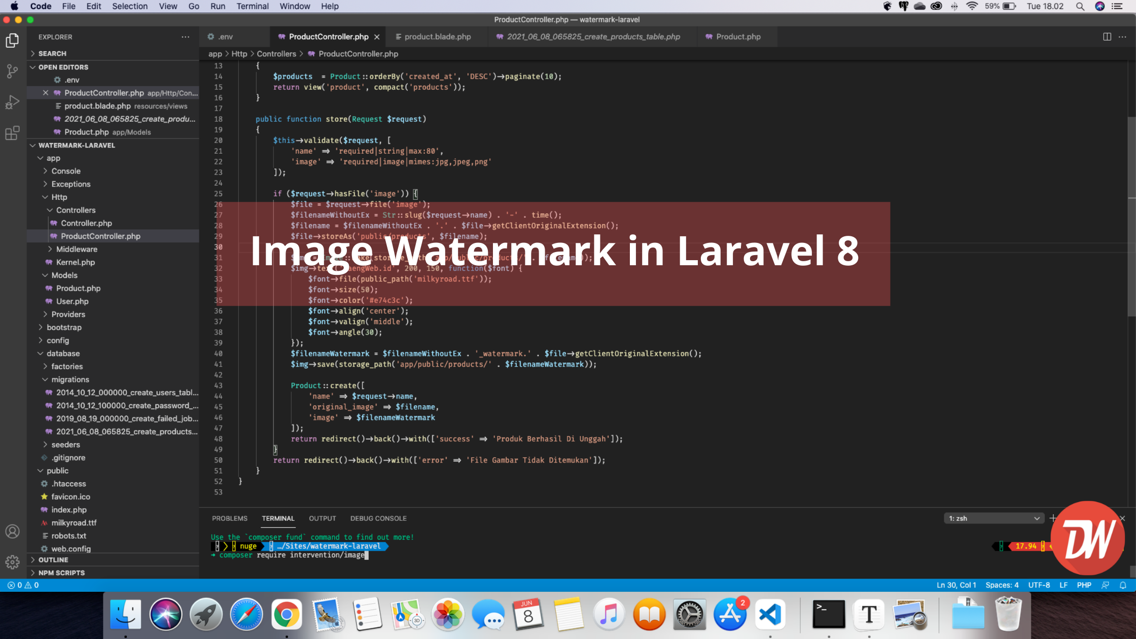 Image Watermark in Laravel 8 - Daeng Web